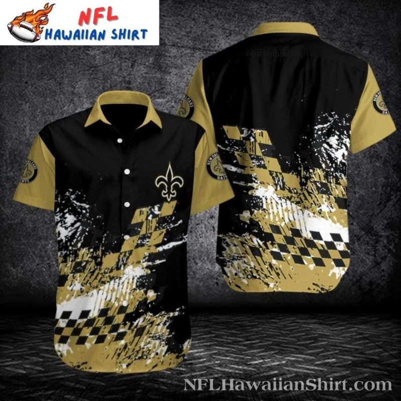 Abstract Gold Gridiron – NFL Hawaiian New Orleans Saints Shirt With ...
