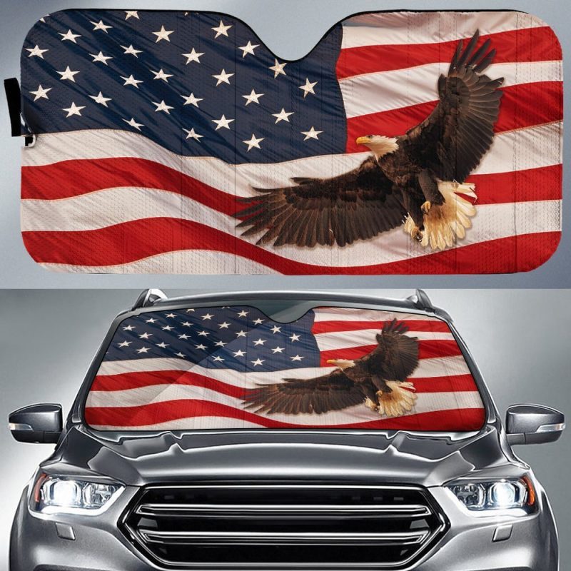 Bald Eagle Car SunShade Custom American Flag Car Accessories - Hot Sale ...
