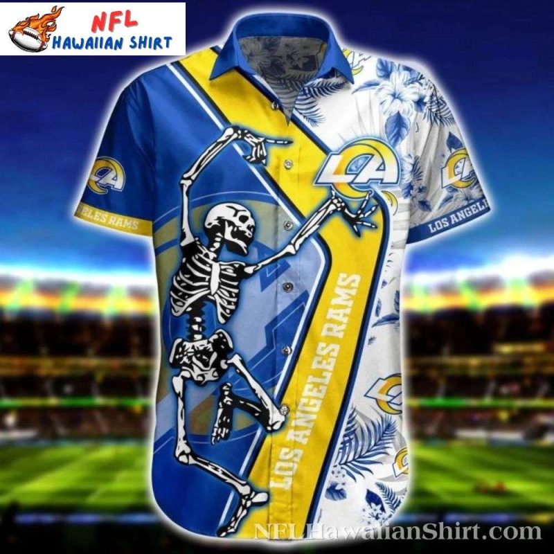 Game Day Skeleton LA Rams Hawaiian Shirt – Blue And Yellow Fanatic ...