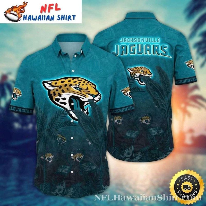 Jacksonville Jaguars Jungle Shadows – Teal Tropical Leaves Aloha Shirt ...