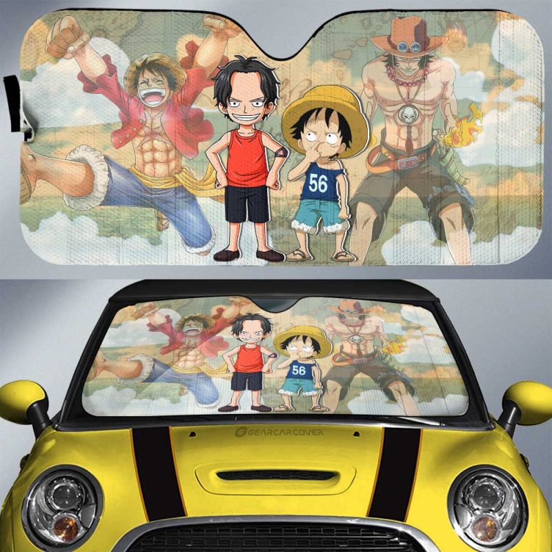 Luffy And Ace Car Sunshade Custom One Piece Map Car Accessories For ...