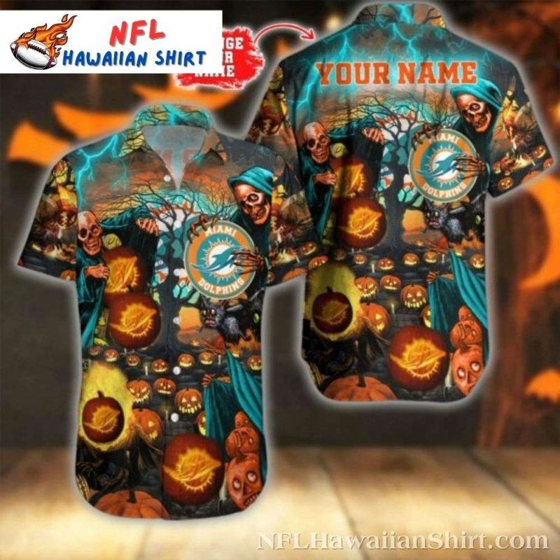 Miami Dolphins Spooky Season Hawaiian Shirt – Ghoulish Game Day Gear ...