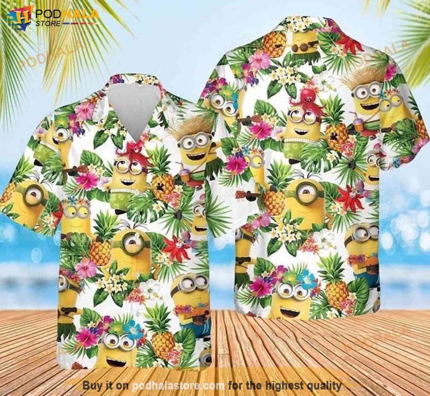 Minion Vacation Summer Hawaiian Shirt, Aloha Cartoon Family Vacation ...