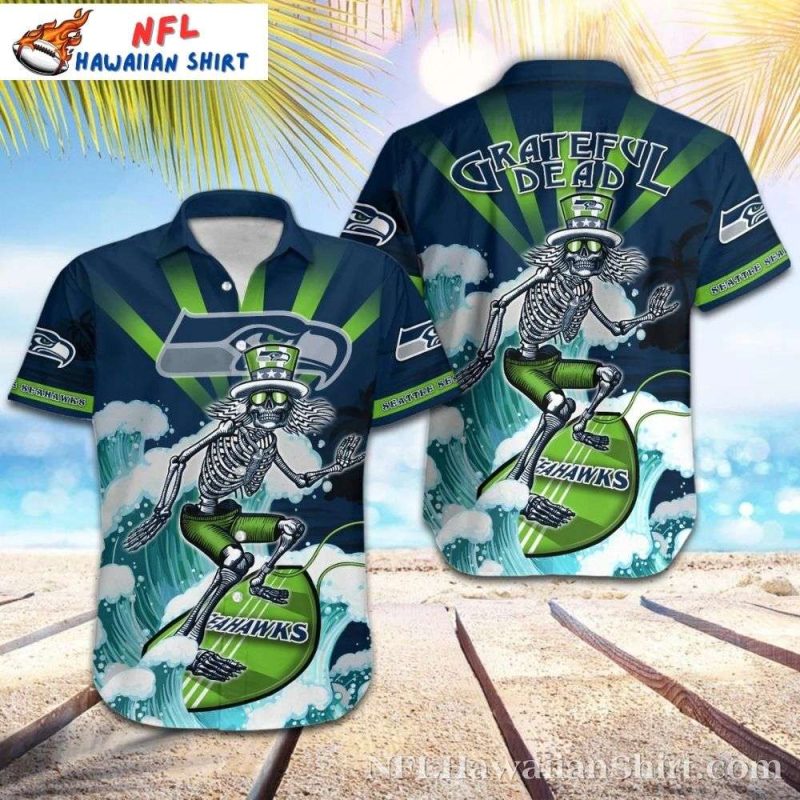 NFL Seahawks Surfer Skeleton Grateful Wave Aloha Shirt - Hot Sale 2025