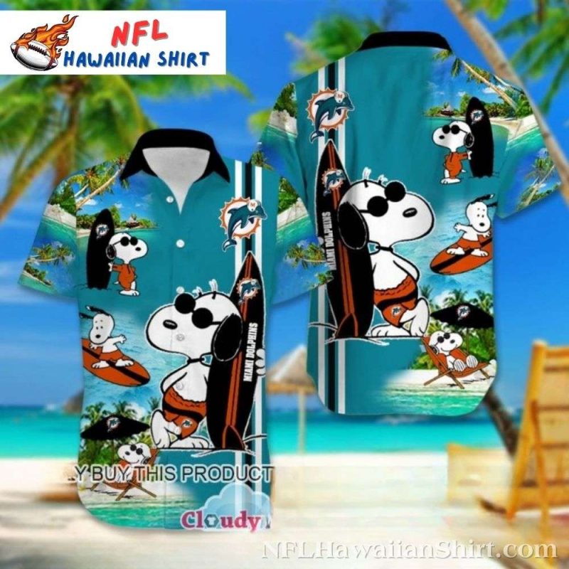 NFL Snoopy Surfing Graphic Miami Dolphins Hawaiian Shirt - Hot Sale 2025