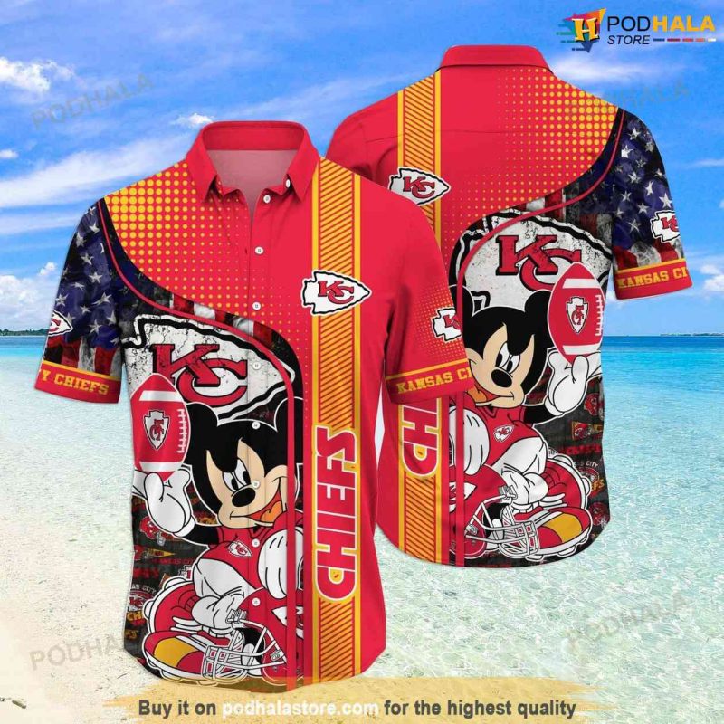 NFL Football Kansas City Chiefs Hawaiian Shirt 3D Mickey Mouse - Hot ...
