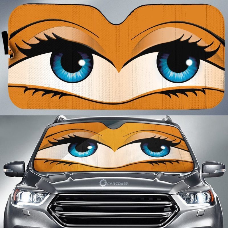Orange Glam Car Eyes Sun Shade Custom Cute Eyes Car Accessories - Hot ...