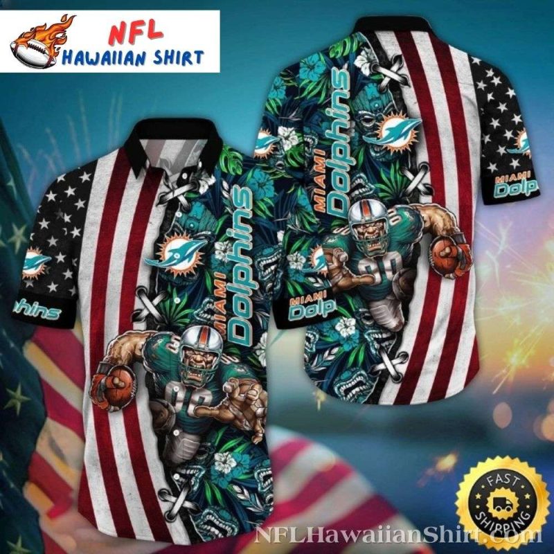 Patriotic Play – Miami Dolphins Stars and Stripes Hawaiian Shirt - Hot ...