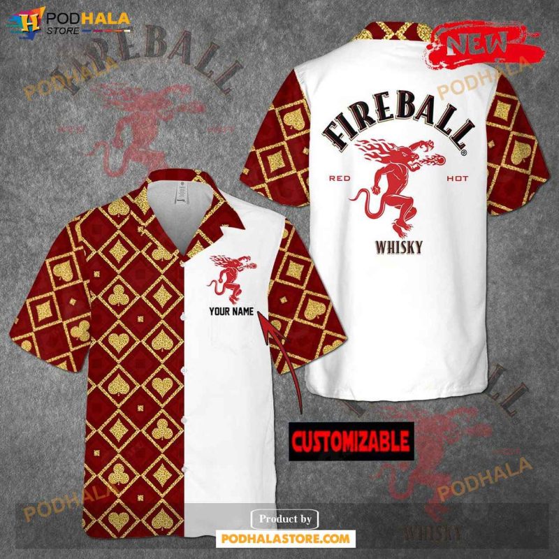 Personalized Name Fireball Poker Tropical Luxury Design Hawaiian Shirt ...