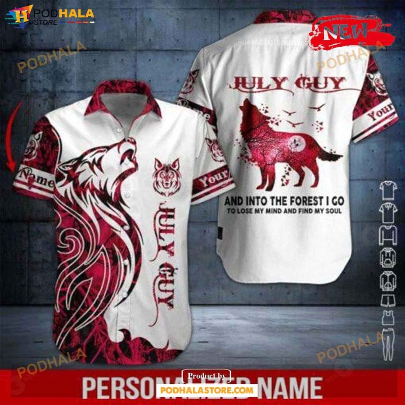 Personalized Name July Guy Red Wolf Design Hot Summer Collection ...