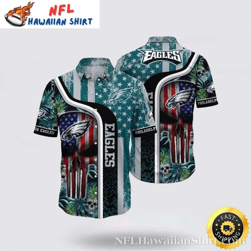 Philadelphia Eagles Freedom Skull Stripes And Palms Aloha Shirt - Hot ...