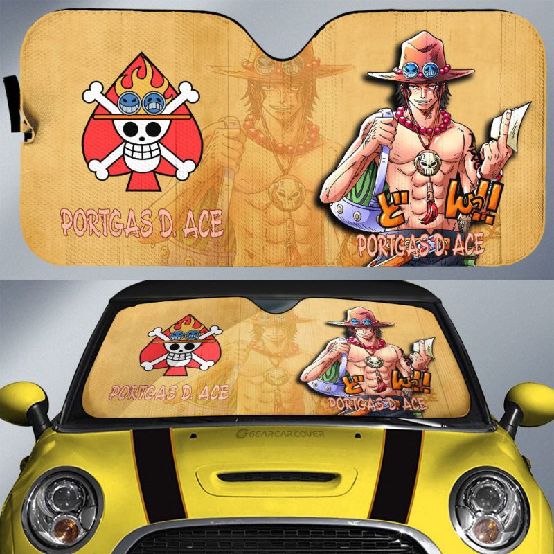 Portgas D Ace Car Sunshade Custom One Piece Anime Car Accessories - Hot ...