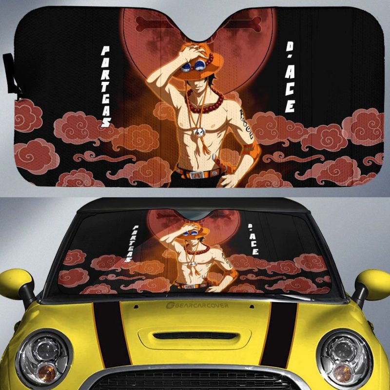 Portgas D. Ace Car Sunshade Custom One Piece Anime Car Accessories For ...