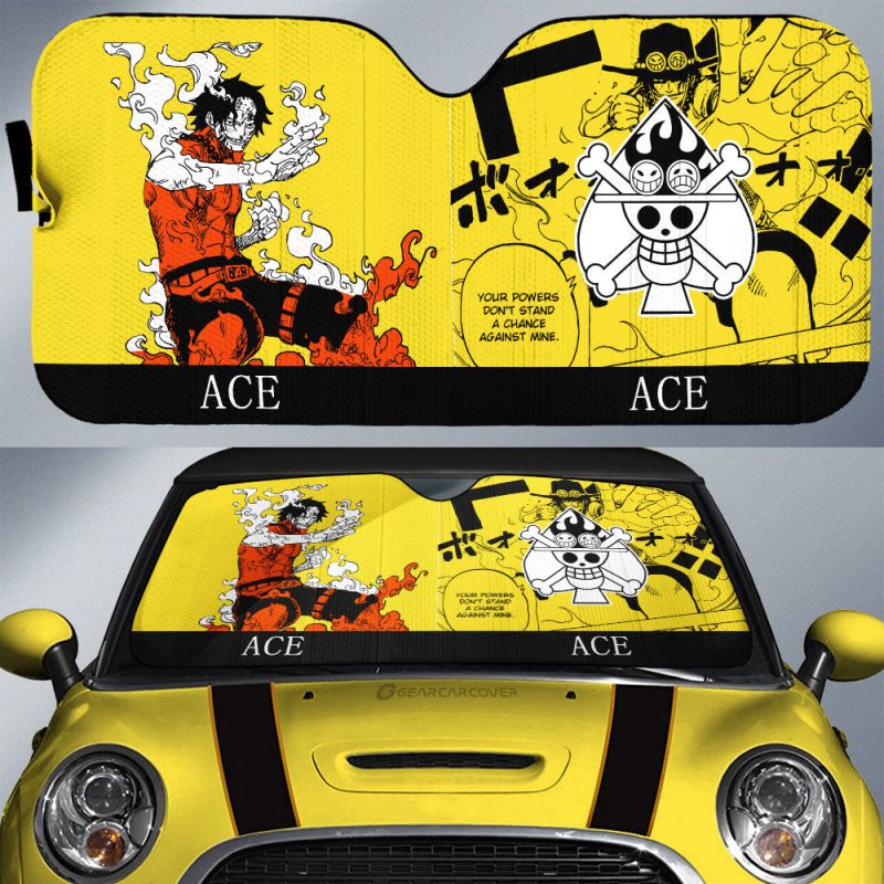 Portgas D. Ace Car Sunshade Custom One Piece Car Accessories Manga ...