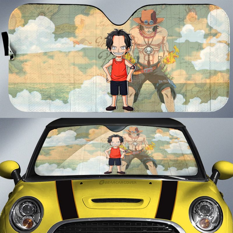 Portgas D. Ace Car Sunshade Custom One Piece Map Anime Car Accessories ...