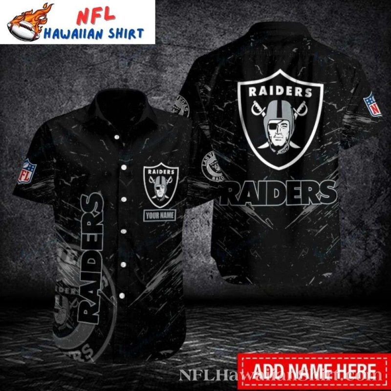 Raiders Dark Distressed Emblem Custom Name Hawaiian Shirt - Hot Sale 2025