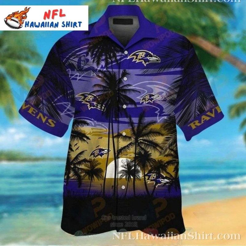 Ravens Sunset Paradise – Tropical Baltimore Hawaiian Shirt - Hot Sale 2025