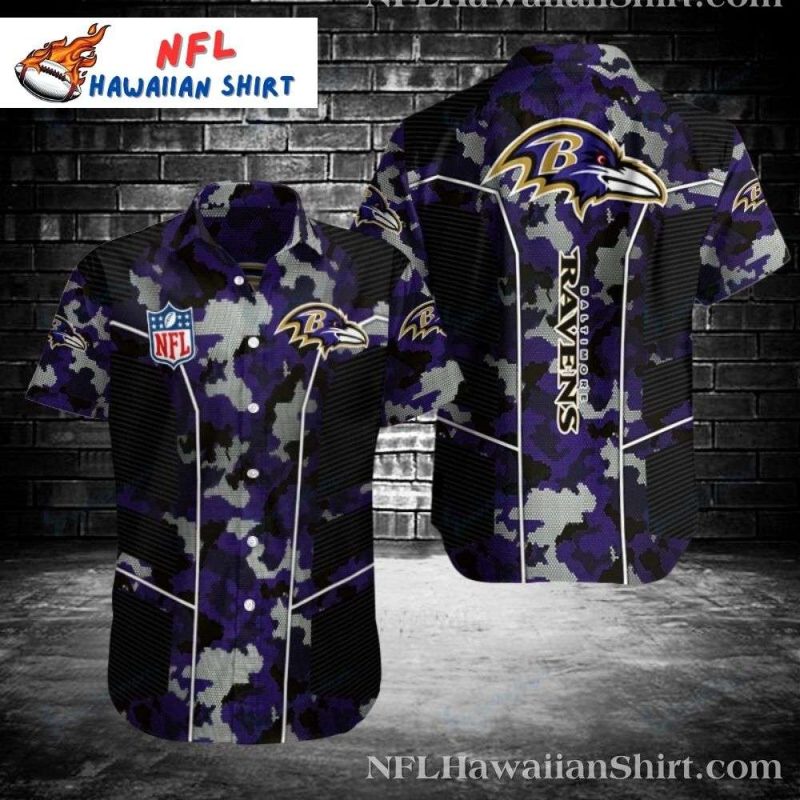 Tactical Flock – Ravens Hawaiian Shirt With Camouflage And Wing Detail ...