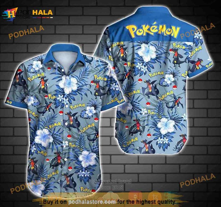 Timus Pokemon Garchomp Funny 3D Hawaiian Shirt - Hot Sale 2025