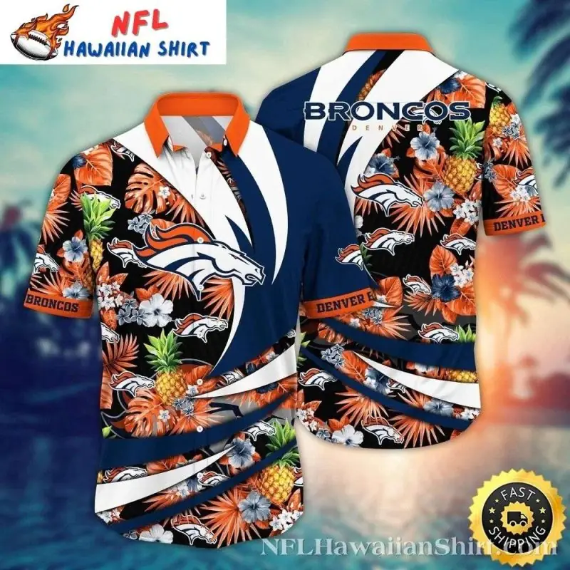 Tropical Leaves And Pineapple Denver Broncos Logo Print Hawaiian Shirt ...