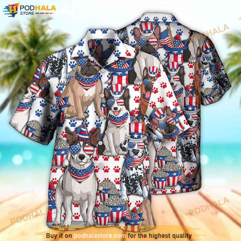Unisex Dog Independence Day Hawaiian Shirt, Aloha Summer 4th Of July ...