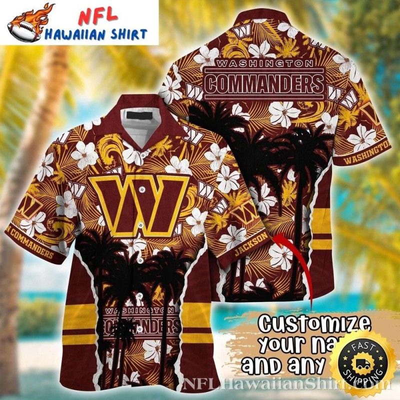 Washington Commanders Floral And Palm Tree Aloha Shirt - Hot Sale 2025